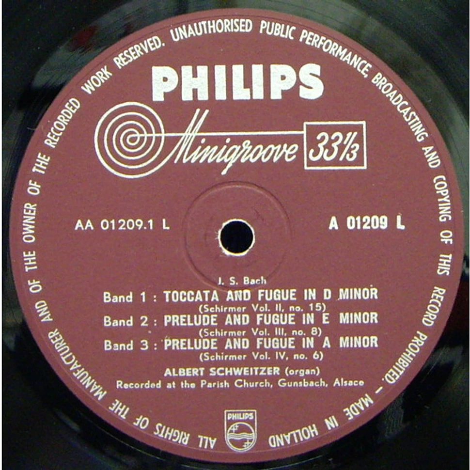 Johann Sebastian Bach, Albert Schweitzer - Toccata And Fugue In D Minor ...