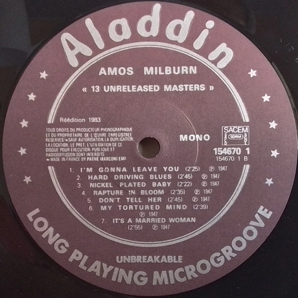 Amos Milburn - 13 Unreleased Masters - Vinyl LP - 1983 - FR - Original ...