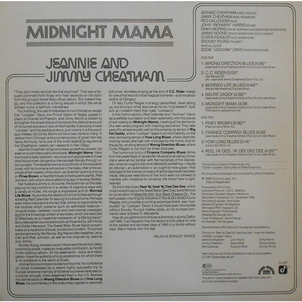 Jeannie & Jimmy Cheatham - Midnight Mama - Vinyl LP - 1986 - DE ...