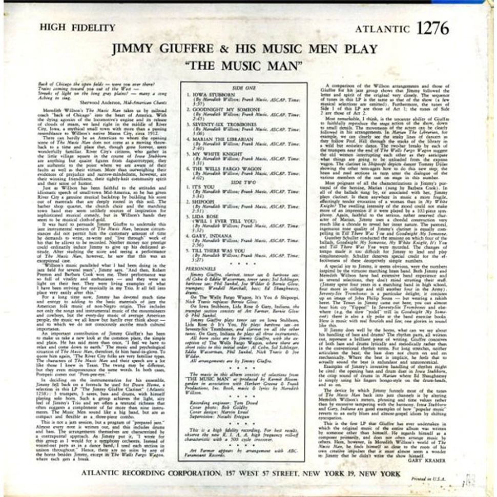 Jimmy Giuffre & His Music Men - The Music Man - Vinyl LP - 1958 - US ...