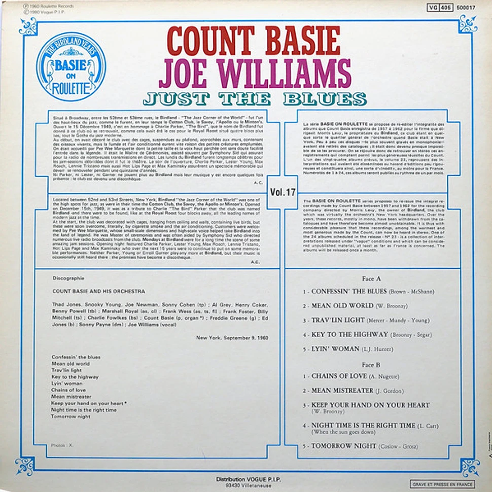 Count Basie / Joe Williams - Just The Blues - Vinyl LP - 1980 - FR ...